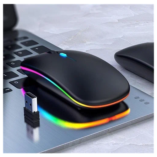 Беспроводная мышь RGB с аккумулятором и поддержкой Bluetooth 5.0, Wi-Fi 2,4GHz / черная