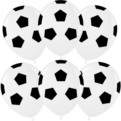 Шар (12'/30 см) Футбольный мяч, Белый (200), пастель, 5 ст, 25 шт.