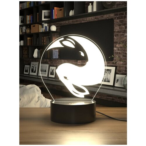 3D Светильник Ночник Кролик (символ Нового 2023 Года Зайца) светодиодный / подарок ребенку подруге на новый год /в спальню