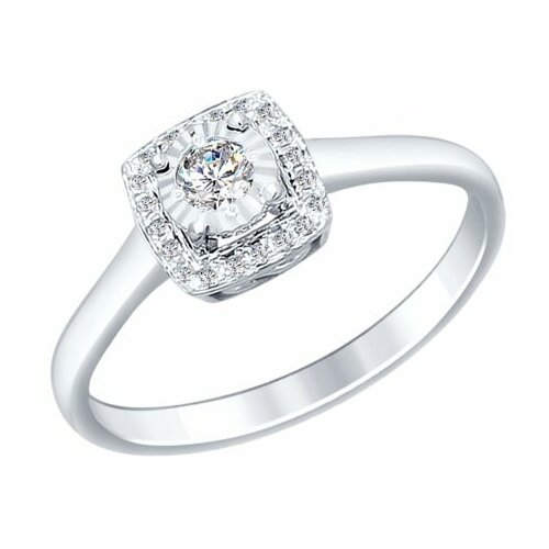 Кольцо Diamant online, белое золото, 585 проба, бриллиант, размер 17, бесцветный