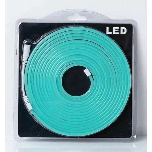 Гибкий неон, цвет голубой, неоновая светодиодная лента 6х12мм, 12V DC, 120 LED/m, IP 65