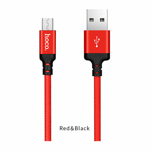 Кабель USB HOCO X14 Times speed USB - Micro USB, 2А, 2 м, красный+черный