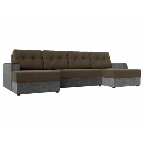 П-образный диван Эмир, Рогожка коричневая и серая
