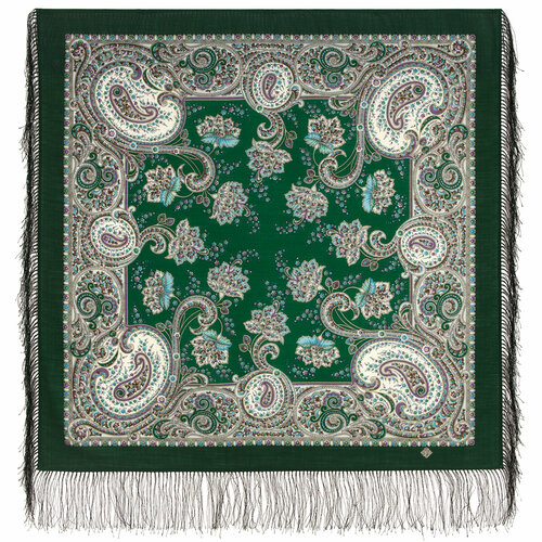 Платок Павловопосадская платочная мануфактура,89х89 см, зеленый