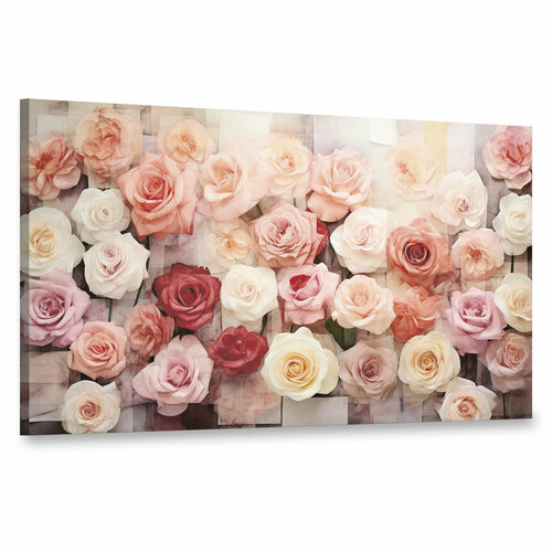 Интерьерная картина 100х60 "Розы коллаж"