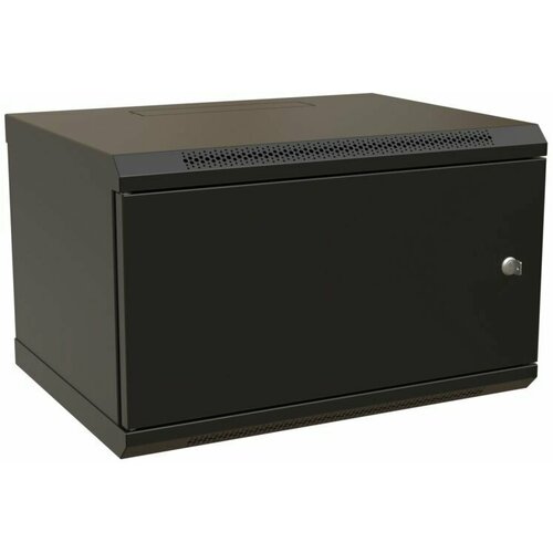 WRline WR-TW-0666-SR-RAL9004 Шкаф настенный 19-дюймовый (19"), 6U, 367x600х600мм, металлическая передняя дверь с замком