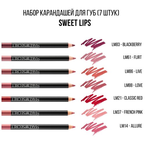 MAKE UP SECRET Набор карандашей для губ Sweet Lips/ Помада карандаш