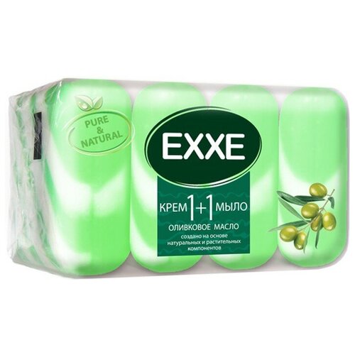 EXXE Мыло кусковое 1+1 Оливковое масло зеленый чай, 4 шт., 360 г