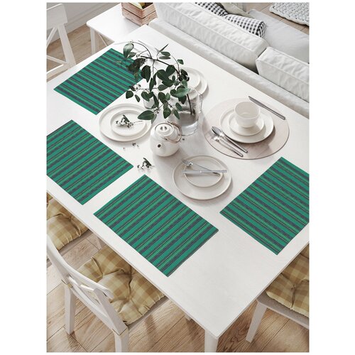 Салфетки на стол для сервировки прямоугольные, плейсмат JoyArty "Текстильные полосы", 32x46 см, в комплекте 4шт.