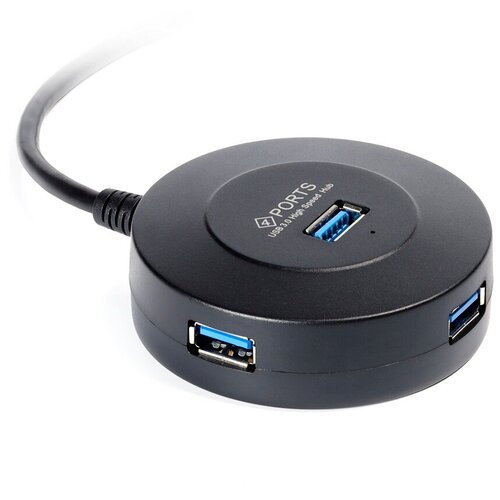 USB 3.0 хаб с выключателями, 4 порта, СуперЭконом круглый, черный, SBHA-7314-B/100