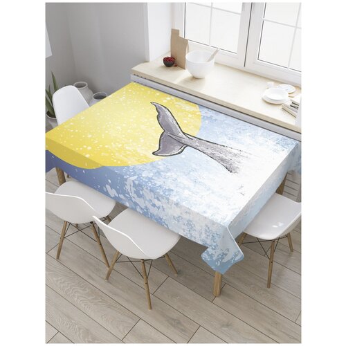 Скатерть прямоугольная JoyArty "Ныряние кита" из сатена, 180x145 см