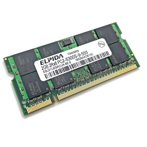 Оперативная память DDR2 2Gb 667 Mhz Elpida EBJ21UE8ACUA-6E PC2-5300 So-Dimm для ноутбука