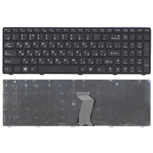 Клавиатура для ноутбука Lenovo IdeaPad G780 черная с черной рамкой