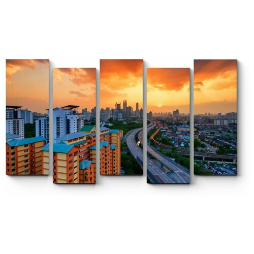 Модульная картина Пылающий закат над Куала-Лумпур90x52