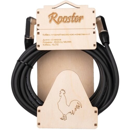RUS0606 Кабель инструментальный, 6м, угловые коннекторы, Rooster.