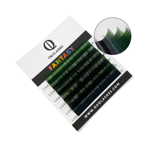 Ресницы Oko Lashes Professional Fantasy mini омбре черно-зеленый M 0.07 7-12 mix