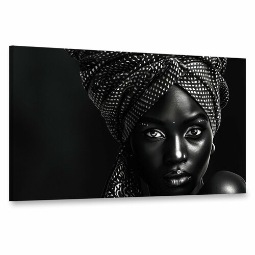 Интерьерная картина 100х60 "Африканка в черном"