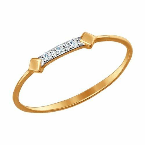 Кольцо Яхонт, золото, 585 проба, фианит, размер 15.5