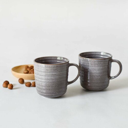 Кружки для чая и кофе 380 мл Stoneware 2 шт, серый