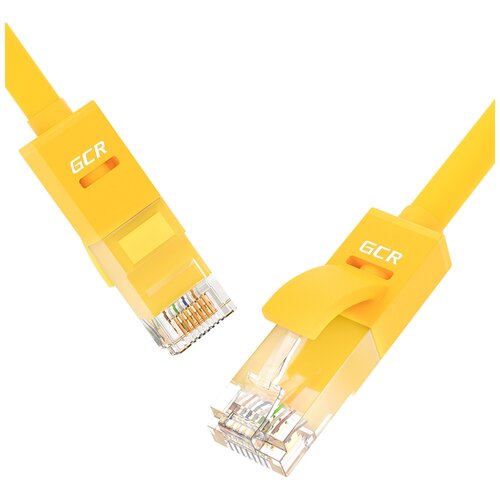 Патч-корд 2м для интернета UTP GCR 10 Гбит/с кат 6 RJ45M желтый
