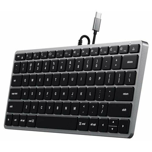 Клавиатура проводная Satechi Slim W1 USB-C Wired Keyboard-RU, серебристый, черный