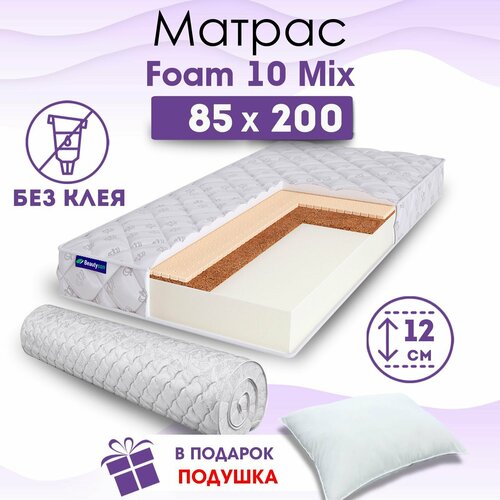 Ортопедический матрас Beautyson Foam 10 Mix без клея, 85х200, 12 см, беспружинный, односпальный, на кровать, для дивана, умеренно мягкий, не высокий