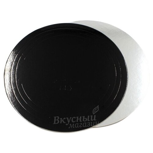 Подложка под торт усиленная серебро/черная, 24 см. BCD 240 3,2 мм.