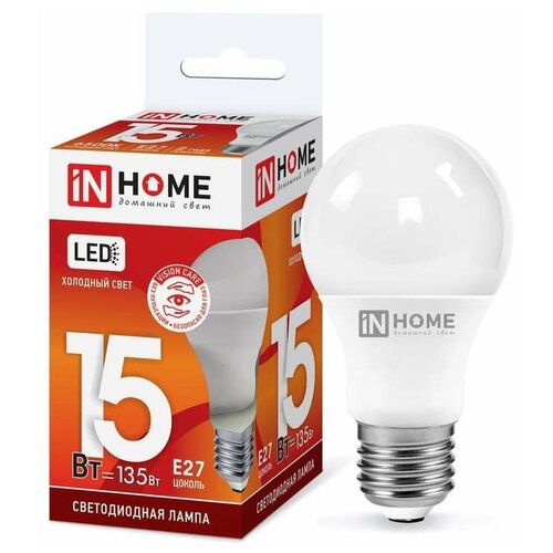 Лампа светодиодная LED-A60-VC 15Вт 230В E27 6500К 1350лм IN HOME 4690612020280 (4шт. в упак.)