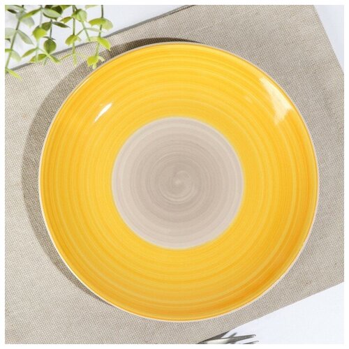 Тарелка керамическая десертная Бутон, d-19 см, цвет жeлтый