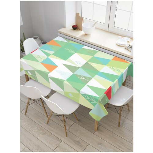 Скатерть прямоугольная JoyArty на кухонный стол "Деревья в треугольниках" из оксфорда, 180x145 см