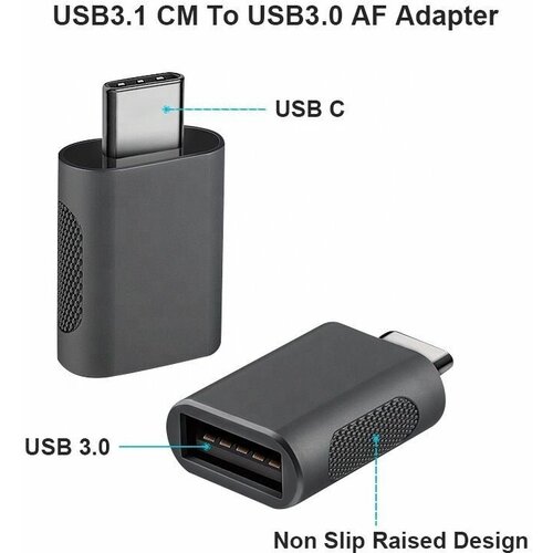 Переходник (адаптер) Uniean USB-A (мама) / USB-C (папа) OTG, male USB-C / female USB-A 3.0, скорость передачи данных 5 Гб/с