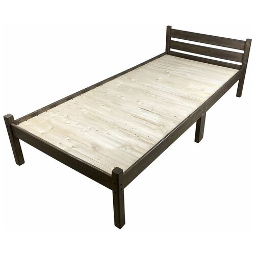 Кровать односпальная Классика Компакт сосновая со сплошным основанием, цвет венге, 90х200 см