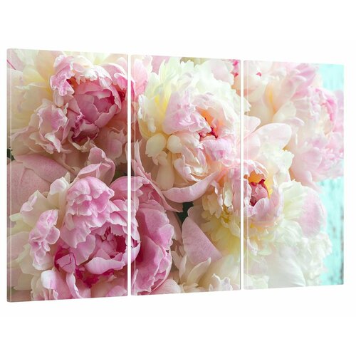 Модульная картина для интерьера на стену "Розовые цветы пионы" 60x100 см MK30148