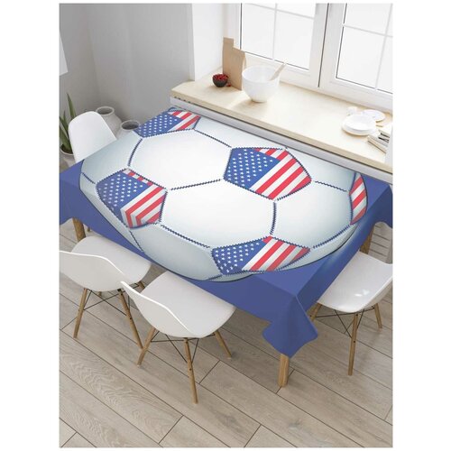 Скатерть прямоугольная JoyArty на кухонный стол "Мяч футбольный Америка" из оксфорда, 120x145 см