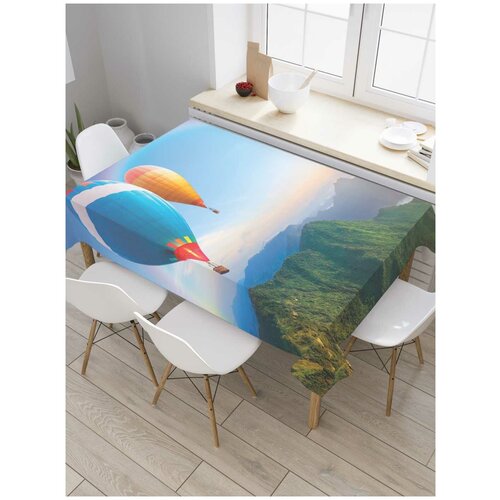 Скатерть прямоугольная JoyArty на кухонный стол "Шары на фоне радуги" из оксфорда, 120x145 см