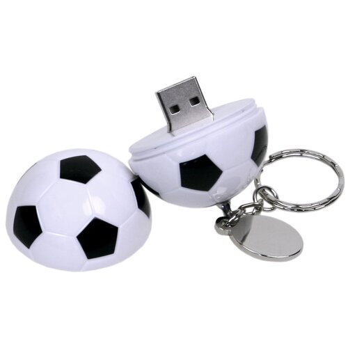 Пластиковая флешка для нанесения логотипа в виде футбольного мяча (8 Гб / GB USB 2.0 Белый/White Football Flash drive VF-406 мяч)