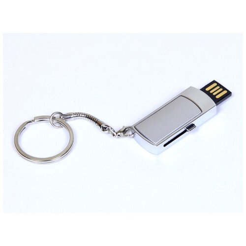 Металлическая выдвижная мини флешка для нанесения логотипа (16 Гб / GB USB 2.0 Серебро/Silver 401 MN003)