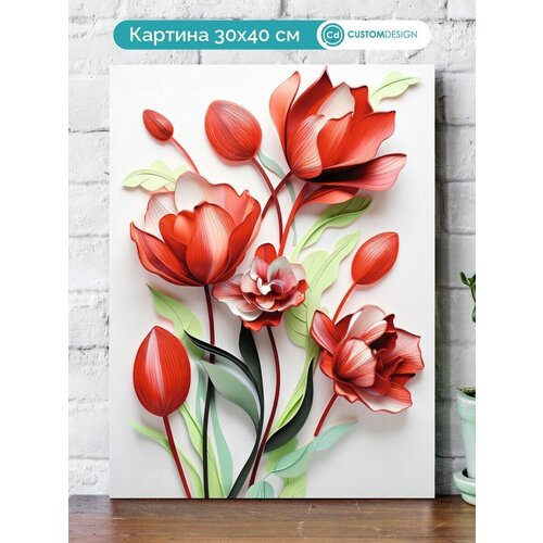 Картина на стену 3D цветы 30х40 см №2