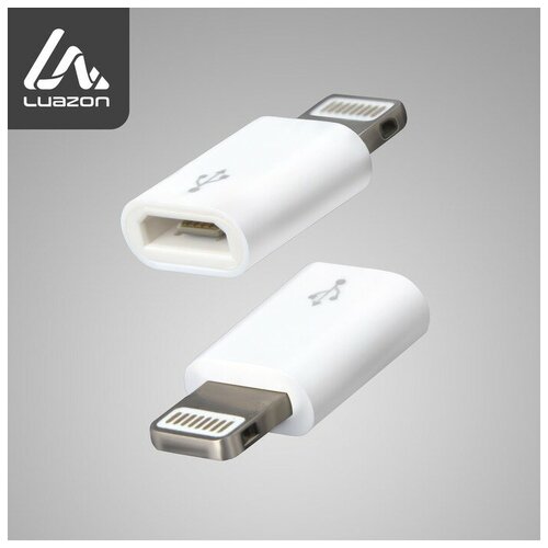 Переходник LuazON LE-015, с microUSB на Lightning, 1 шт, белый