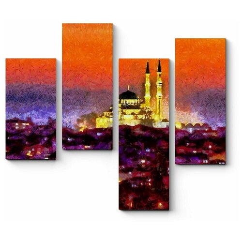 Модульная картина Сияющий Стамбул ночью 144x135