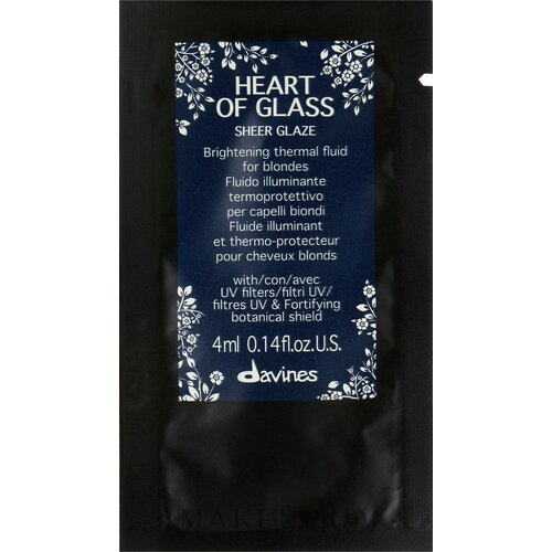 Davines Heart of Glass Sheer Glaze Флюид для абсолютного сияния блонд, 4 мл