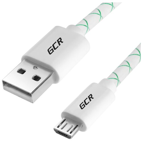 Кабель GCR USB - microUSB (GCR-UA9MCB3), 2 м, бело-зеленый