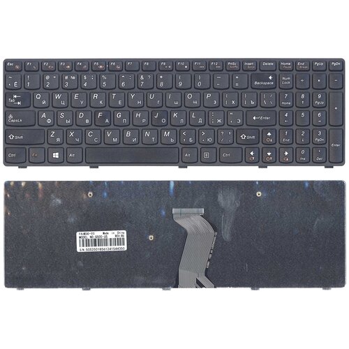 Клавиатура для ноутбука Lenovo IdeaPad G700 черная с черной рамкой, версия 2