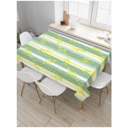 Скатерть прямоугольная JoyArty на кухонный стол "Растительные полосы" из оксфорда, 120x145 см