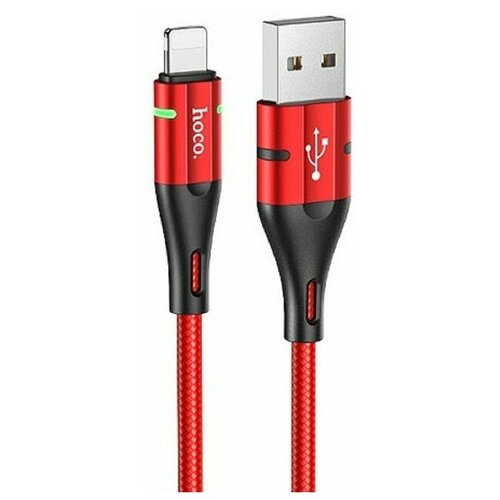 Кабель Hoco U93, USB - Lightning, 2.4 А, 1.2 м, индикатор, красный