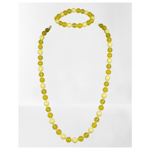 Комплект бижутерии РК: браслет, янтарь, размер браслета 19 см., размер колье/цепочки 50 см., желтый