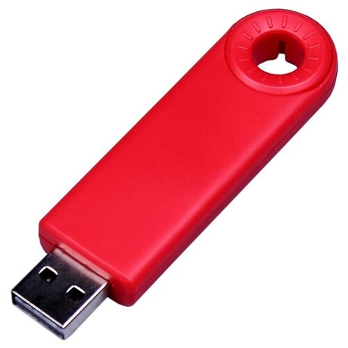 Классическая красная выдвижная пластиковая флешка с круглым отверстием (128 Гб / GB USB 2.0 Красный/Red 035R)