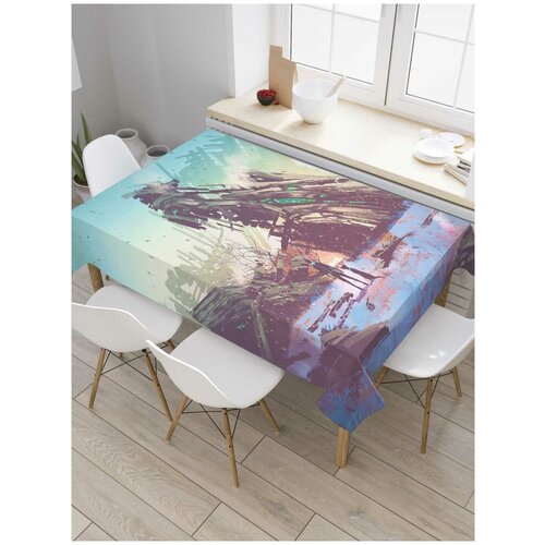 Скатерть прямоугольная JoyArty на кухонный стол "Загадочные скалы" из оксфорда, 120x145 см