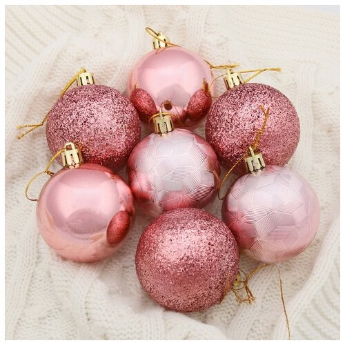 Набор елочных шаров Зимнее волшебство Камилла 4316800/4316799, розовый микс, 6 см, 9 шт.