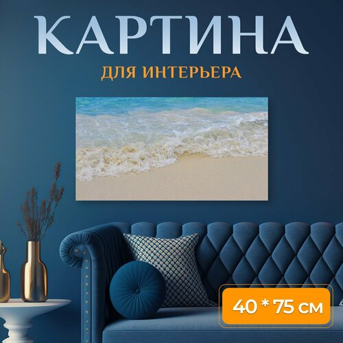 Картина на холсте "Карибский бассейн, пляж, море" на подрамнике 75х40 см. для интерьера
